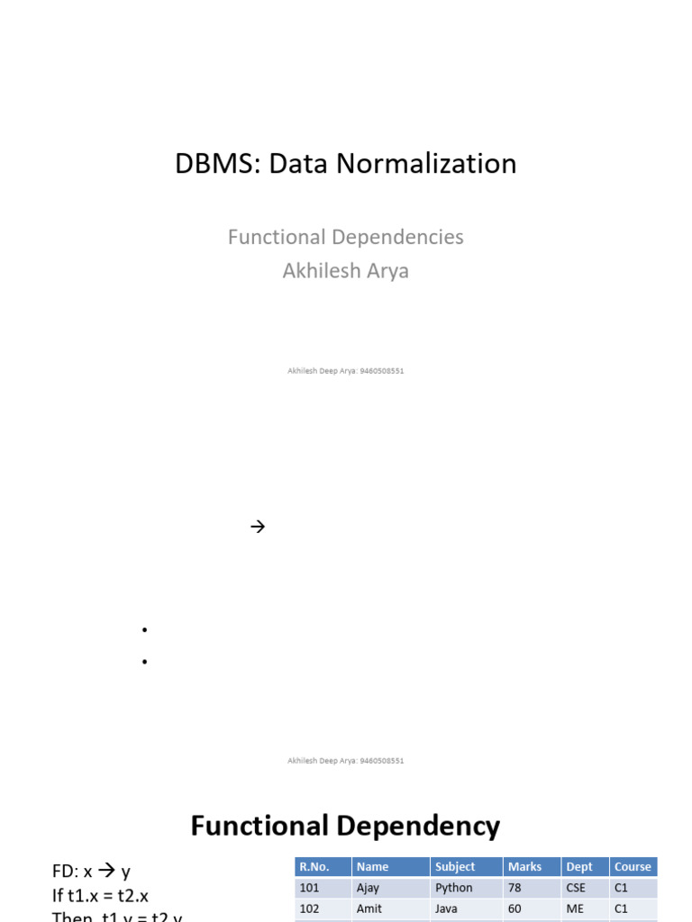 9-DBMS - Normalization | PDF | Databases | Information Technology