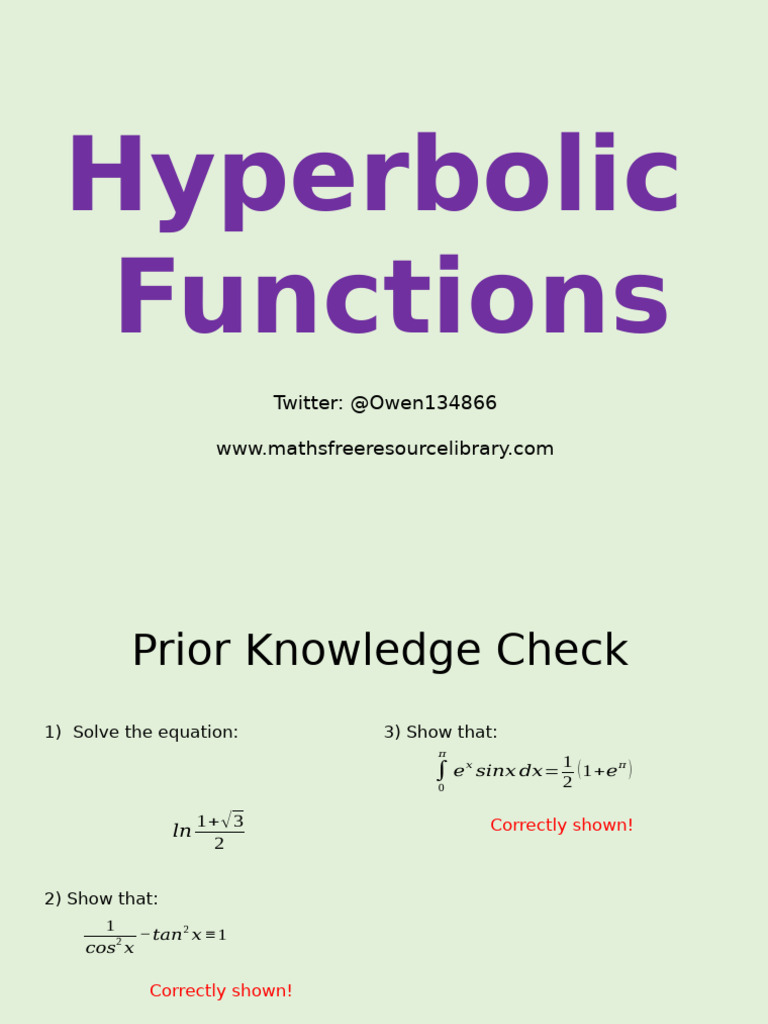 6) Hyperbolic Functions | PDF | Square Root | Mathematical Objects