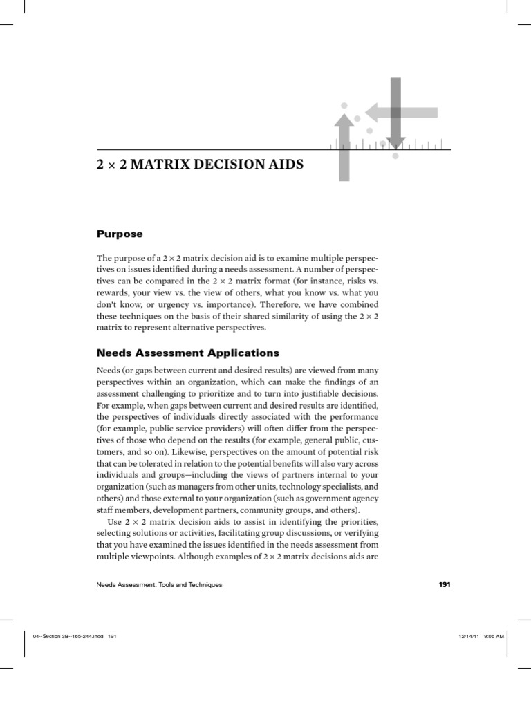 2x2 Matrix Decision Aids | Download Free PDF | Needs Assessment ...