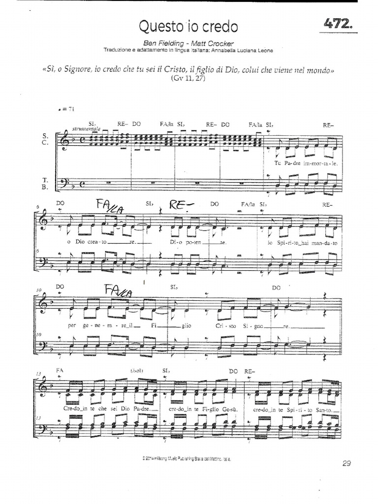 Questo Io Credo (Accordi) | PDF