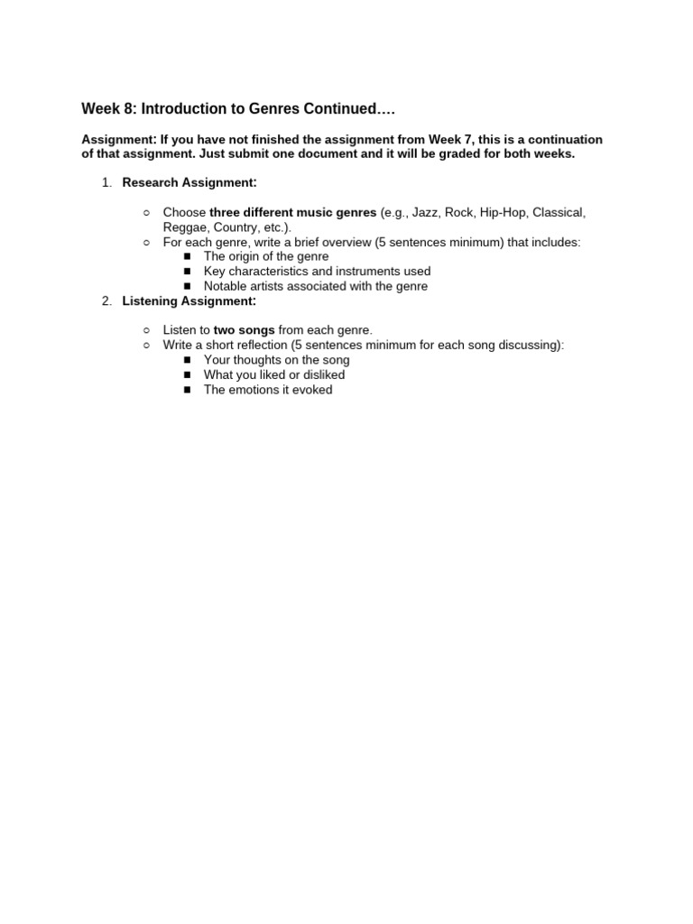 Week 8 - Introduction To Genres Continued | PDF
