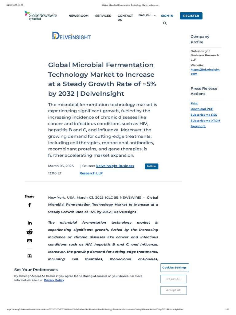 Global Microbial Fermentation Technology Market To Increase | PDF ...