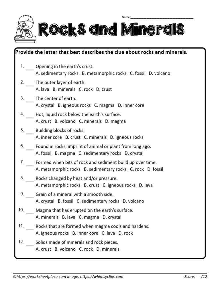 5th Grade Rocks and Minerals Quiz | PDF | Rock (Geology) | Magma