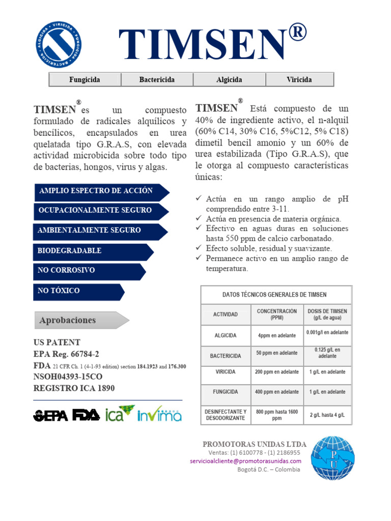 Ficha Técnica TIMSEN | PDF | Sustancias químicas | Química