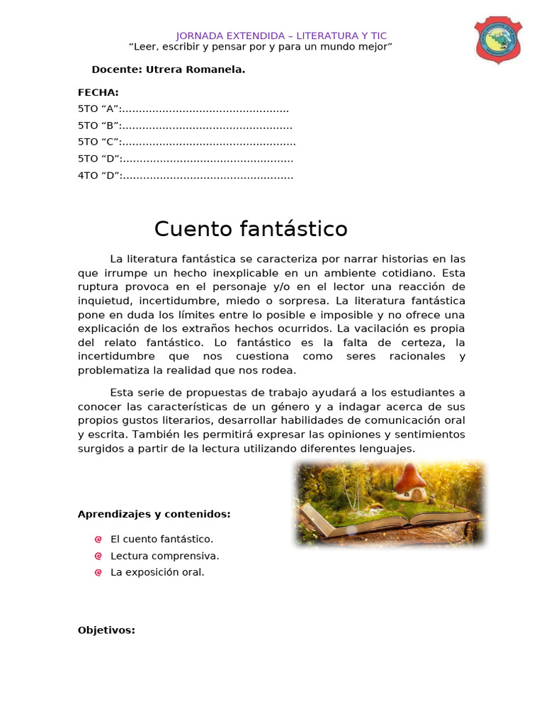 Características del Cuento Fantástico | PDF | Fantasía | Literatura de ...