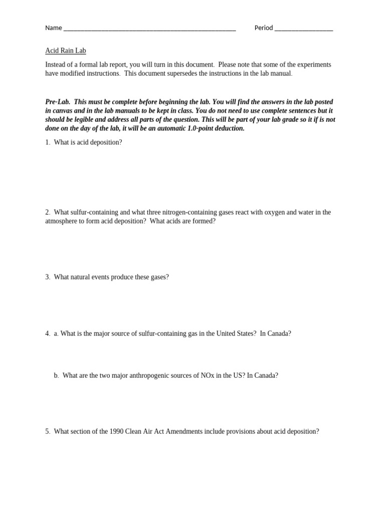 Acid Rain Lab | PDF | Ph | Water