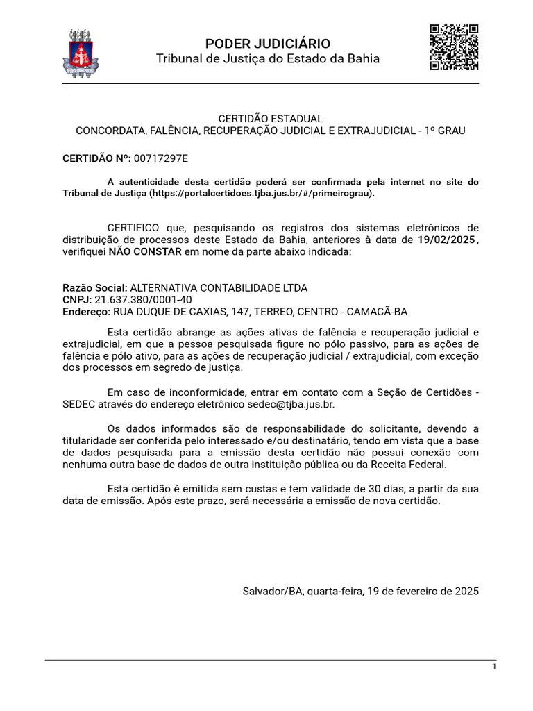 6. CERTIDAO CONCORDATA E FALENCIA - 21.03.2025 | PDF