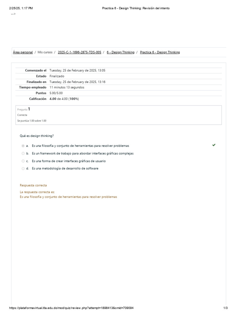 Practica 6 - Design Thinking - Revisión Del Intento | PDF | El ...