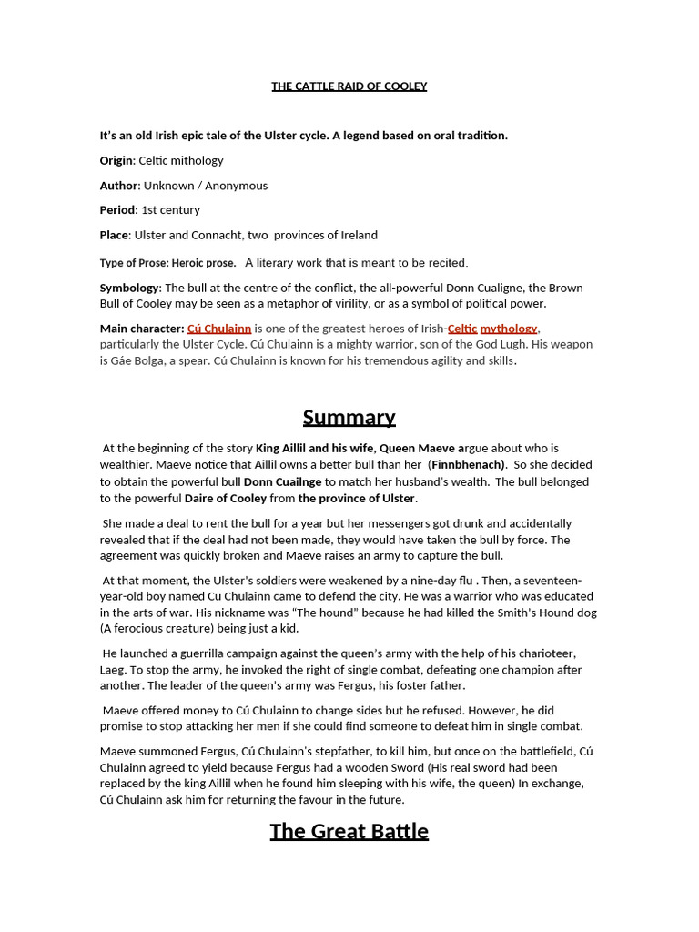 The Cattle Raid of Cooley | PDF | Irish Mythology | Ulster