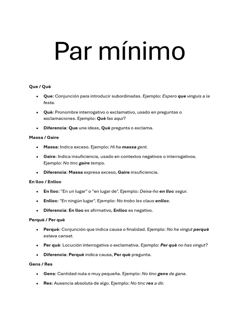 Par Minimo Catalan | PDF | Unidades Semánticas | Lingüística