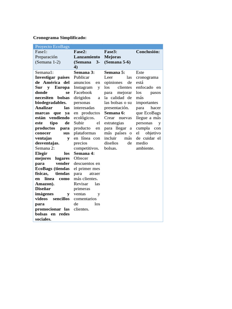 Cronograma Simplificado | PDF