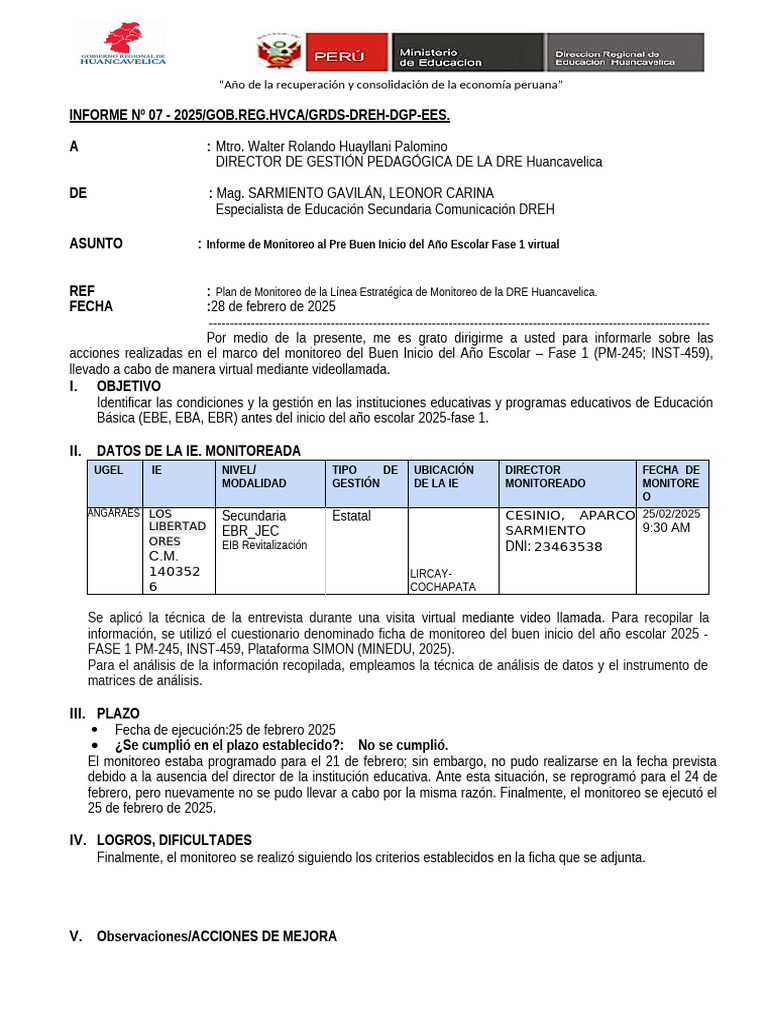 INFORME #7 Angaraes | PDF