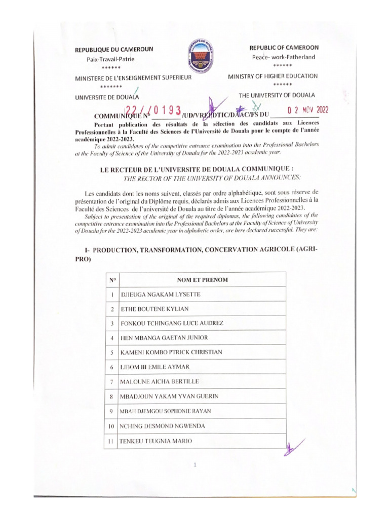 Communiqué Licence Et Masters Pro Fac Sciences | PDF