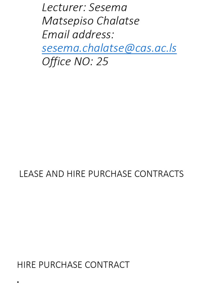 Hire Purchase and Lease Contracts Explained | PDF | Lease | Expense