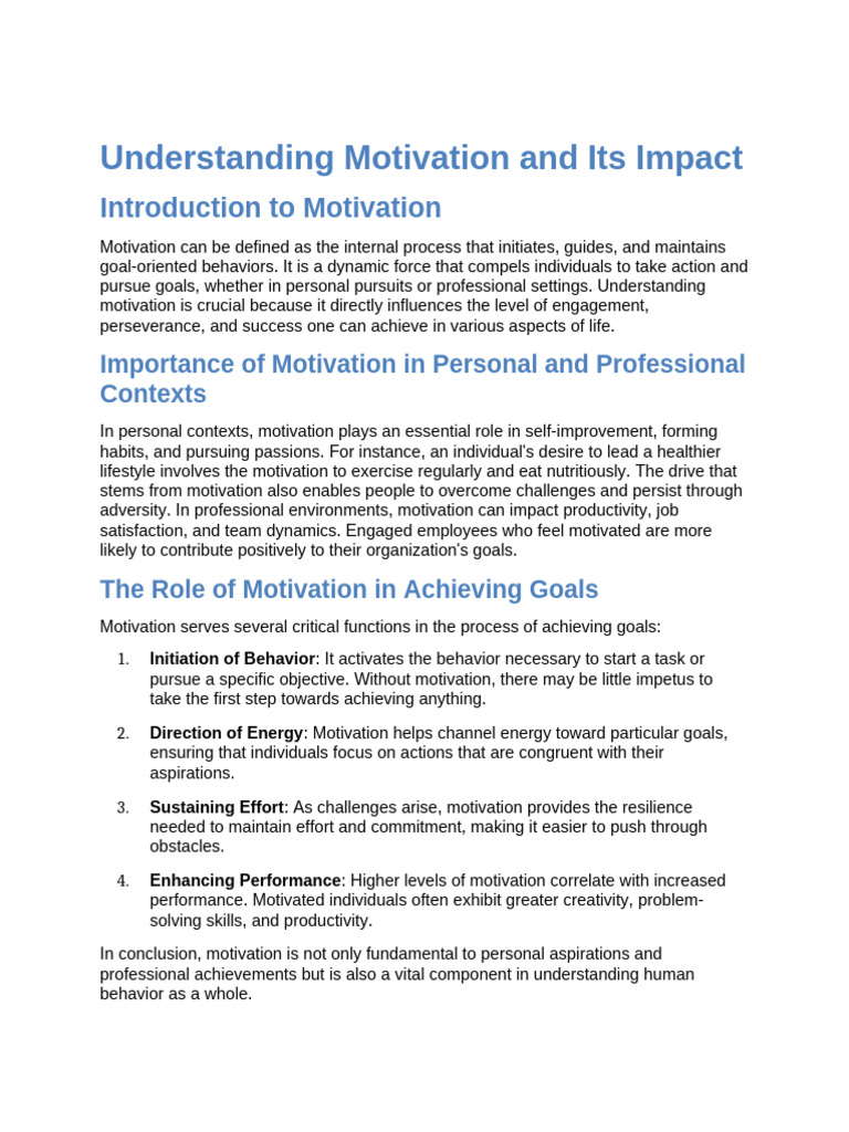 Understanding Motivation and Its Impact | PDF | Motivational | Motivation
