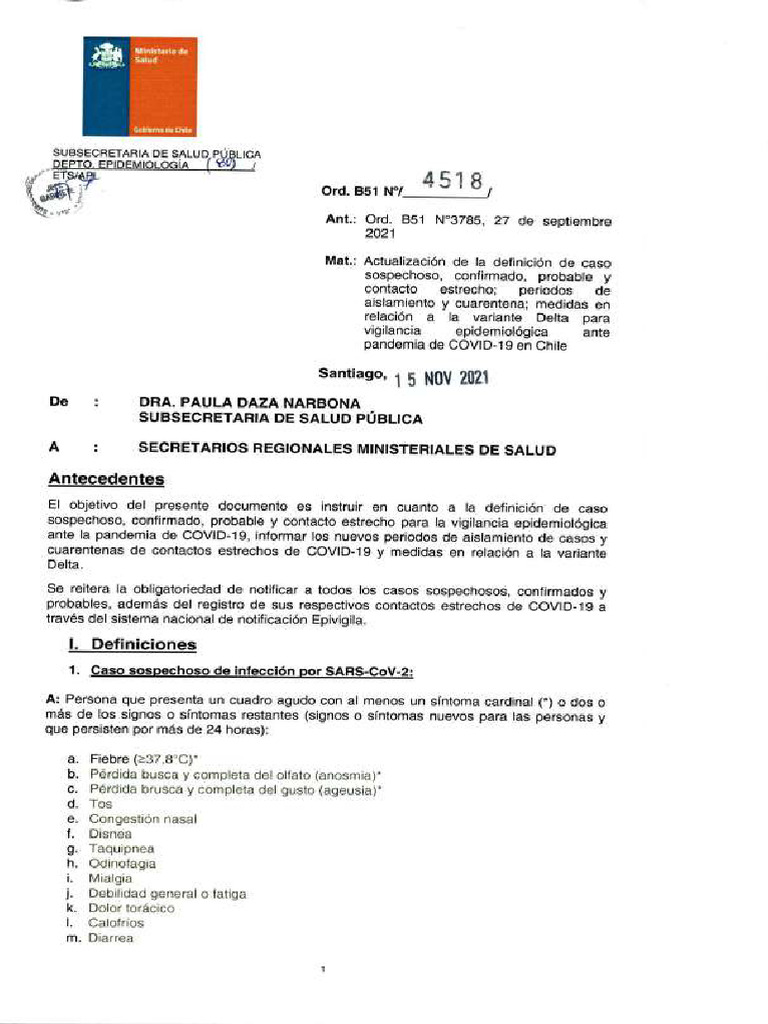 ORD 4518 15-11-2021 Actualiza Definición de Casos - CompressPdf | PDF