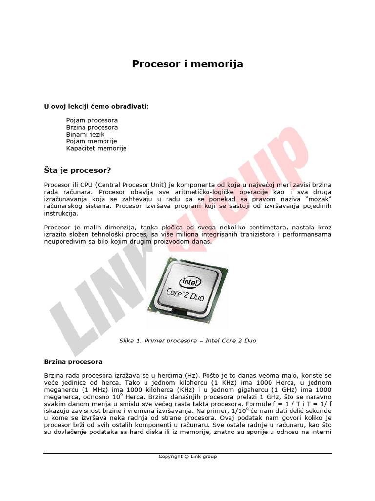 Procesor I Memorija | PDF