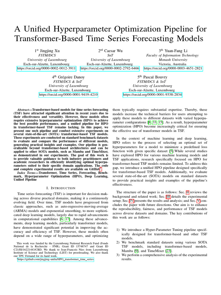 A Unified Hyperparameter Optimization Pipeline For Transformer-Based Time Series Forecasting ...