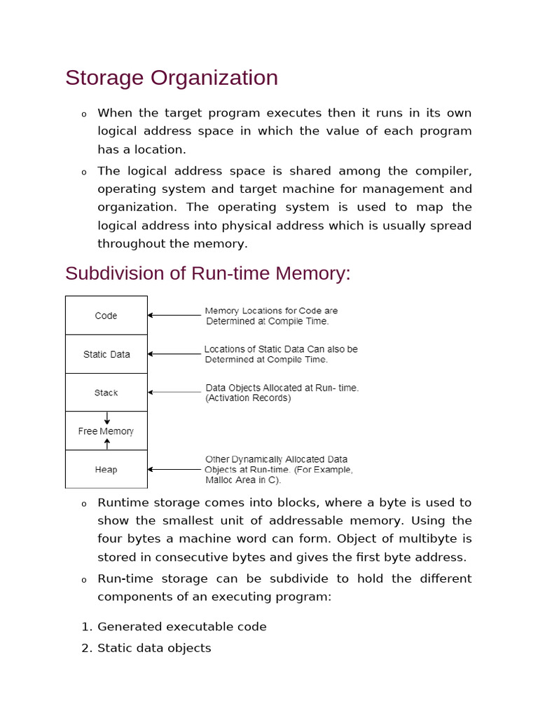 Storage Organization | PDF | Scope (Computer Science) | Computer Programming