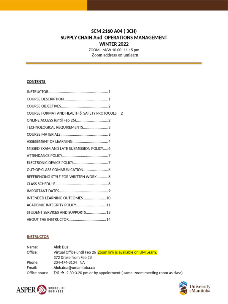 Hybrid Format CO SCM 2160 A04 W 22 | PDF | Academic Dishonesty | Supply ...
