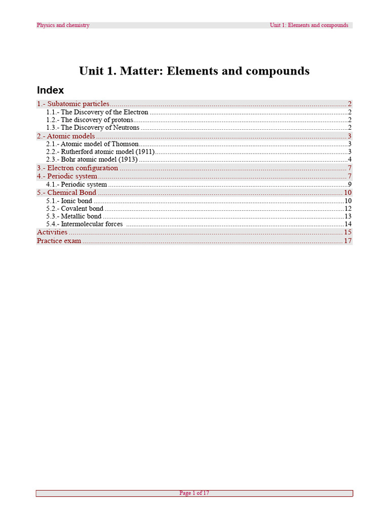 Microsoft Word - Unit 2. Matter | PDF | Chemical Bond | Periodic Table