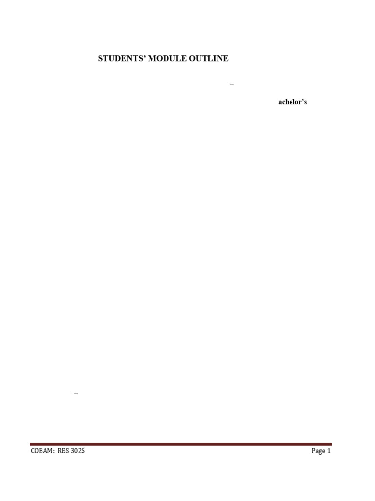 00 BRM Module Outline (Updated) - RES3025 | PDF | Quantitative Research | Methodology