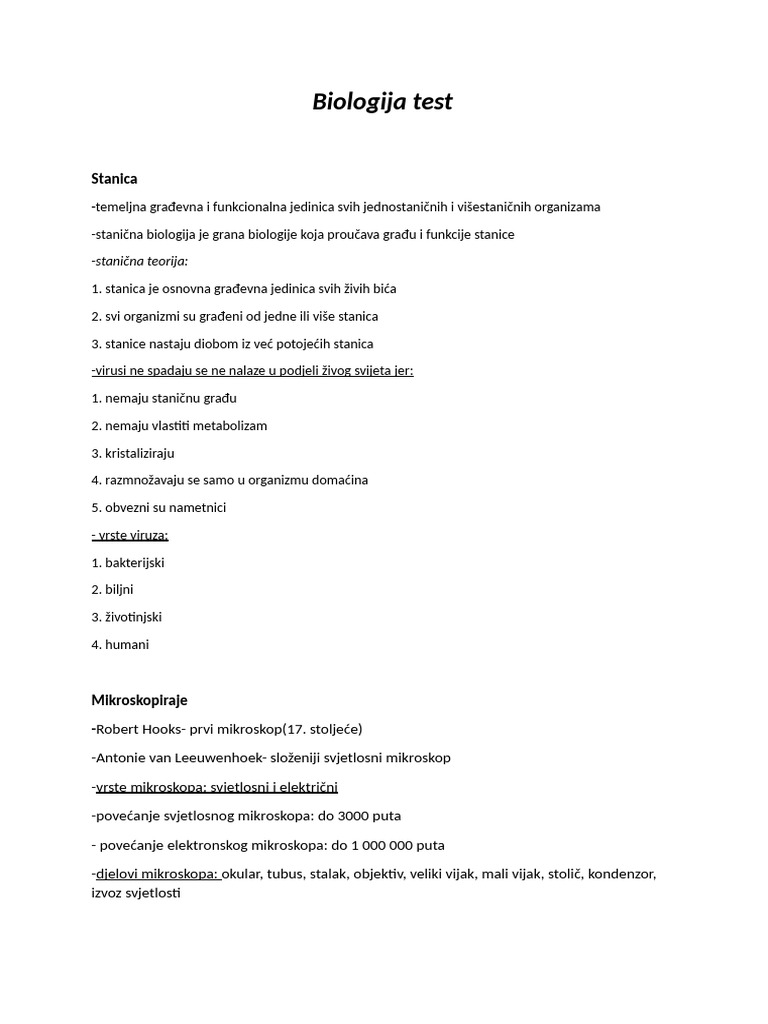 Biologija Test | PDF