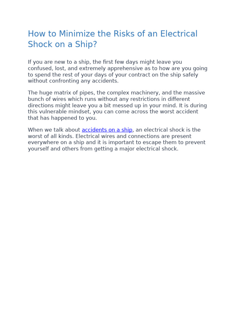 How To Minimize The Risks of An Electrical Shock On A Ship | PDF ...