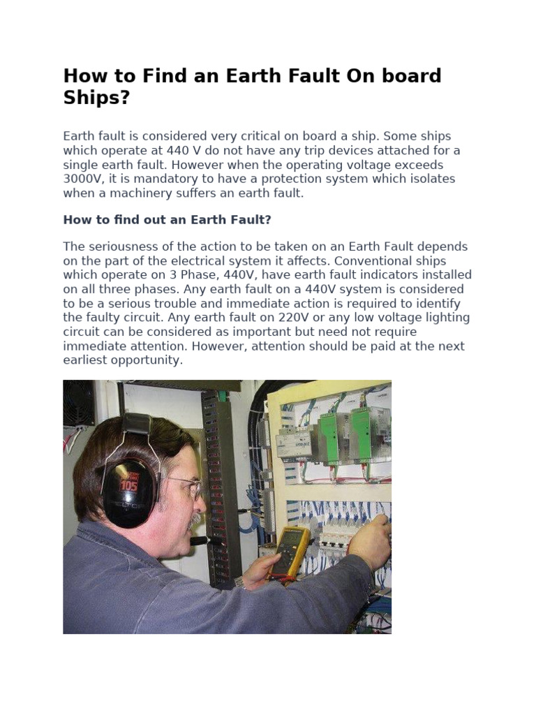 Identifying Earth Faults on Ships | PDF | Insulator (Electricity ...