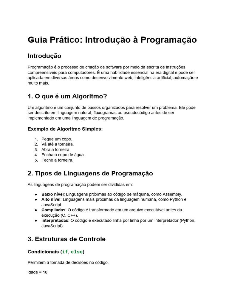 Guia Prático de Introdução à Programação | PDF