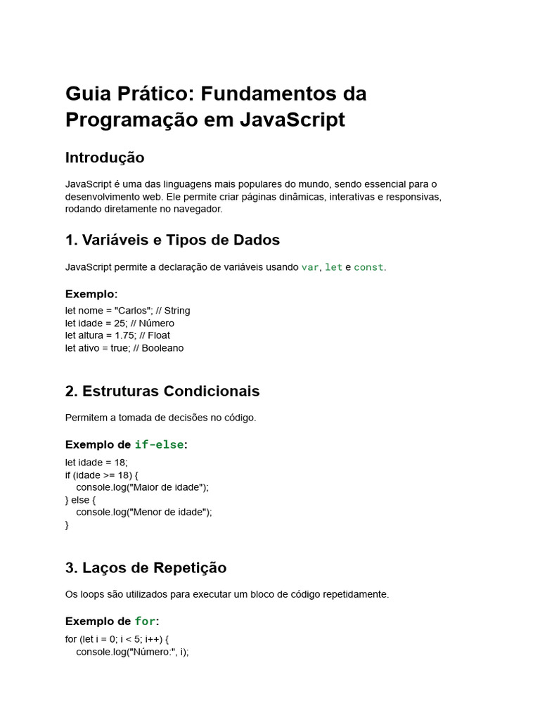 Guia Prático_ Fundamentos da Programação em JavaScript | PDF