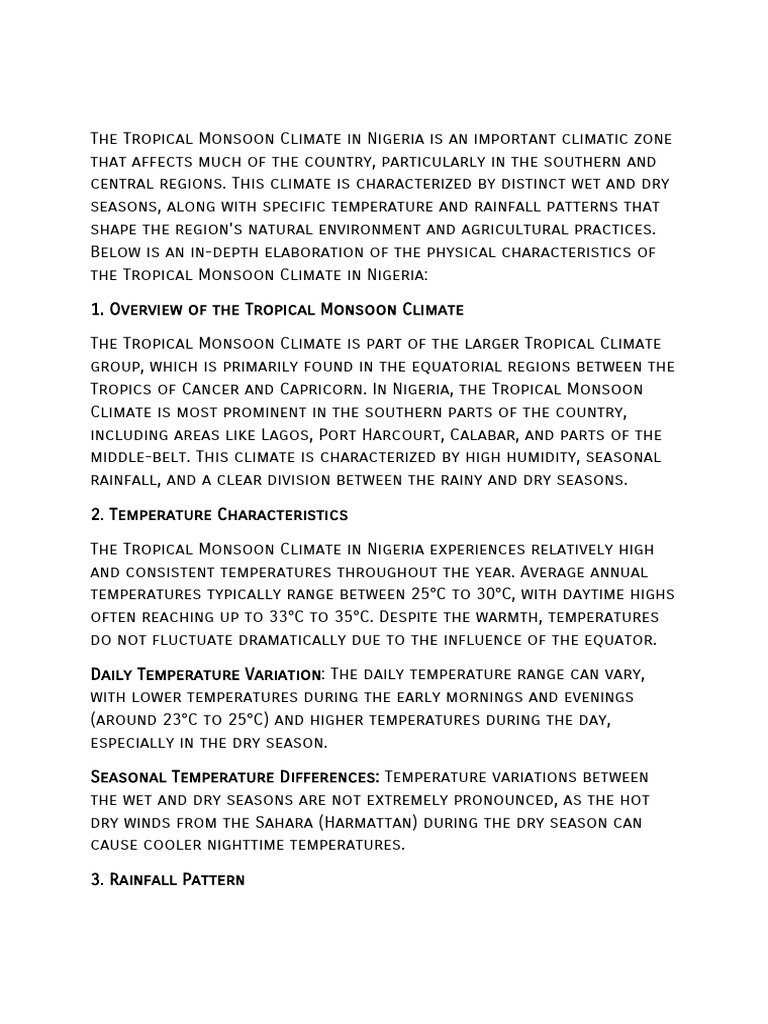 The Tropical Monsoon Climate Assignment | PDF | Wet Season | Rain