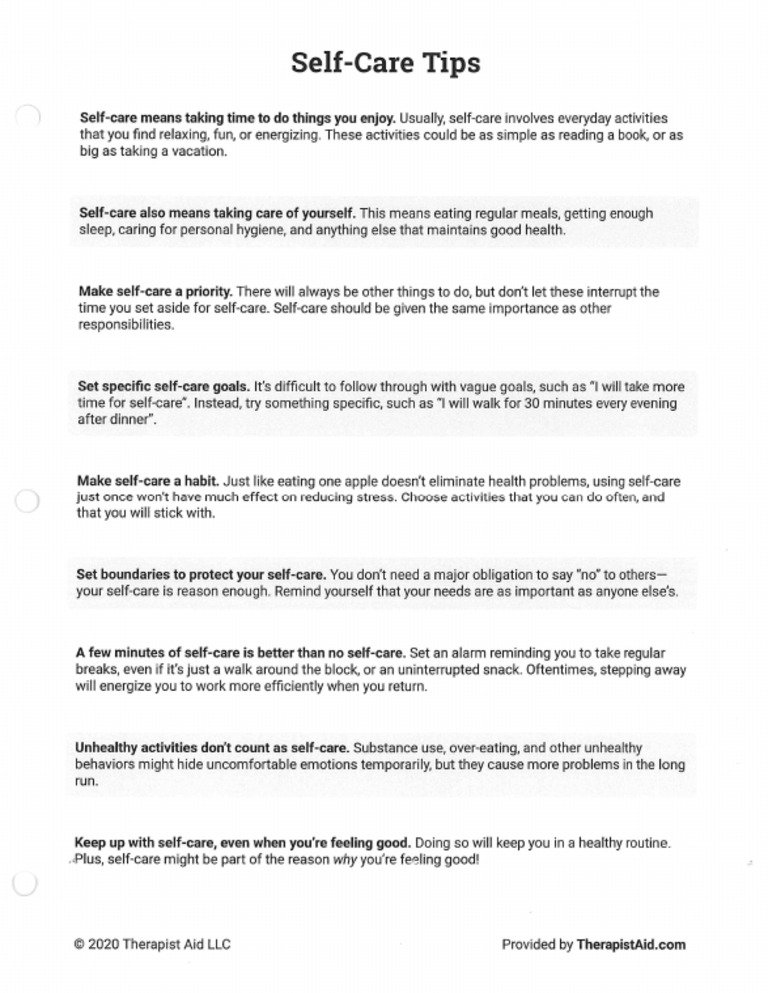 Self Care Tips | PDF