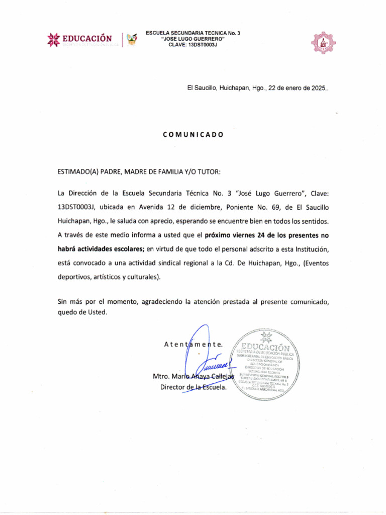 Comunicado 22 Enero | PDF