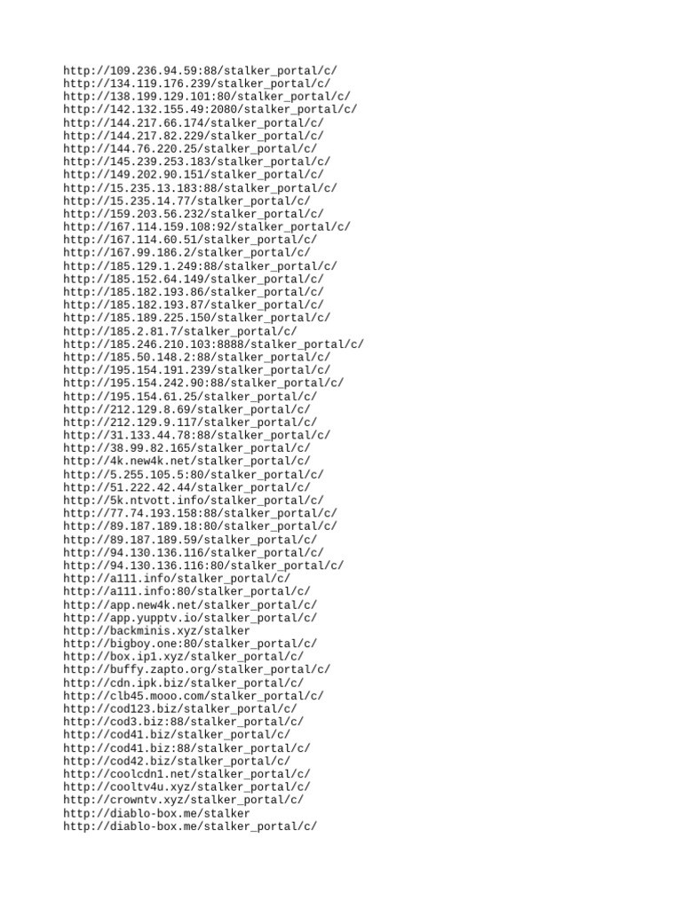 Stalker Portal IP Addresses List | PDF
