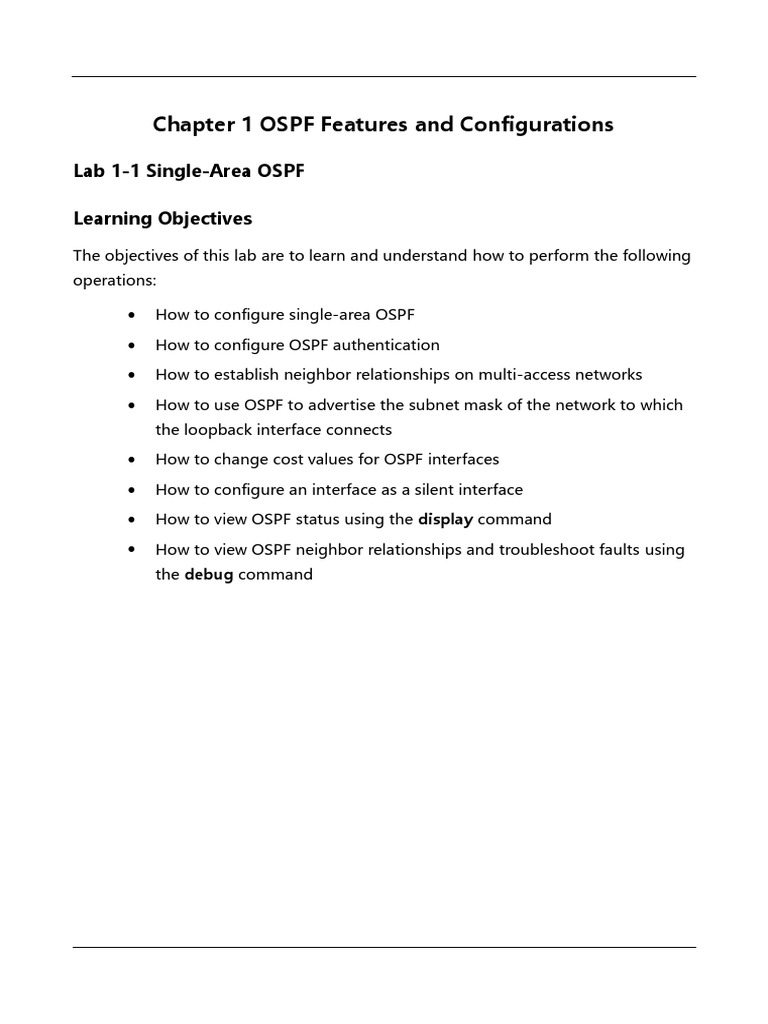 Lab 1 1 Single Area Ospf Pdf Computer Network Internet Architecture
