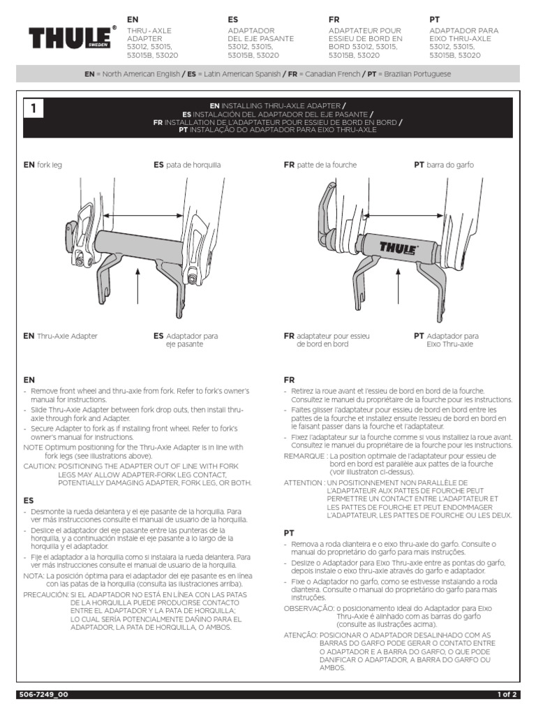 Thule Thru-Axle Adapter | PDF