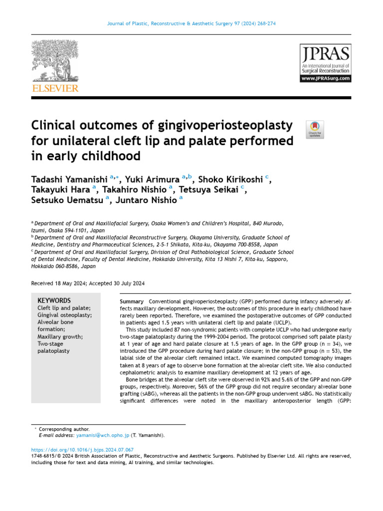 Clinical Outcomes of Gingivoperiosteoplasty LPH | PDF | Plastic Surgery | Oral And Maxillofacial ...