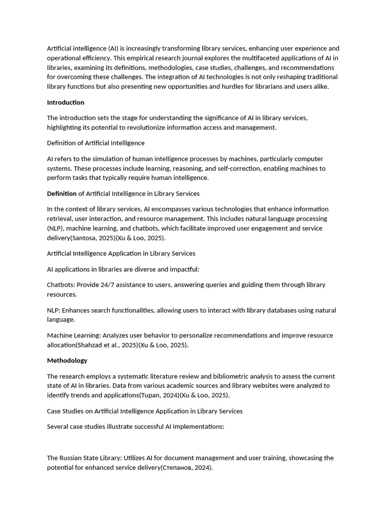 Artificial Intelligence in Library Services | PDF | Artificial Intelligence | Intelligence (AI ...