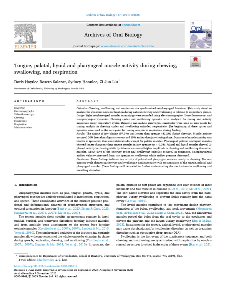 Muscle Coordination in Chewing and Swallowing | PDF | Human Anatomy ...