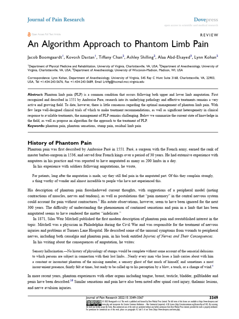 An Algorithm Approach to Phantom Limb Pain | PDF | Amputation | Pain