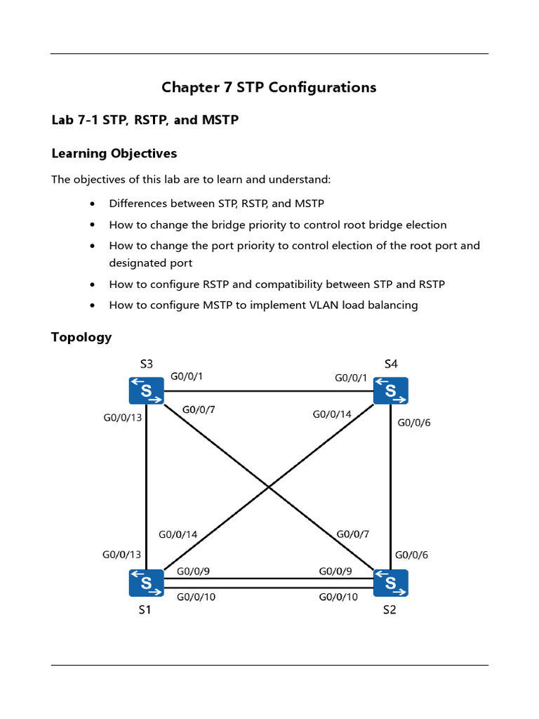 Lab 7-1 STP, RSTP, and MSTP | PDF | Computer Architecture | Internet Protocols