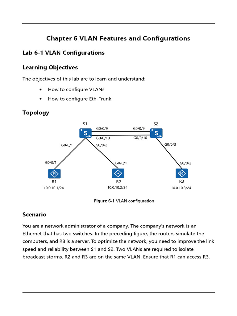 Lab 6-1 VLAN Configurations | PDF | Computer Network | Ip Address