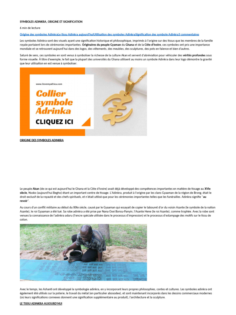Signification des symboles Adinkra | PDF