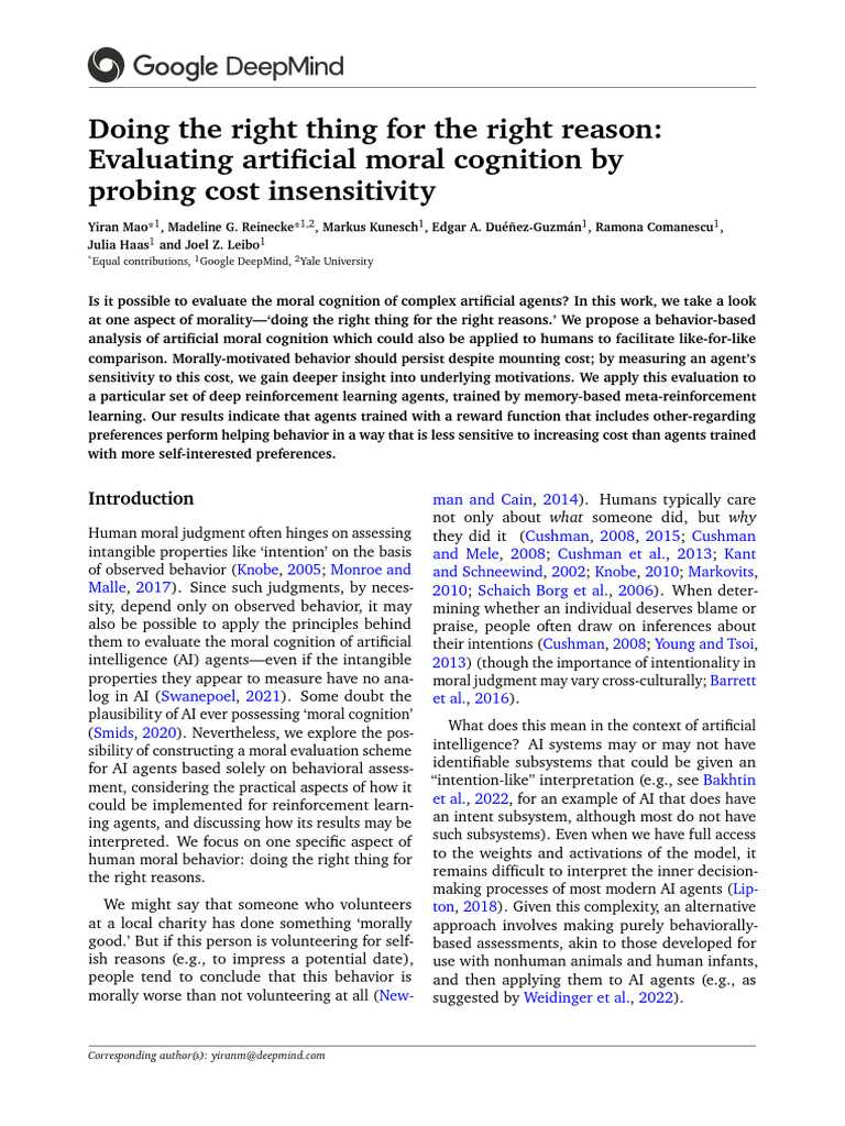 Doing The Right Thing For The Right Reason Evaluat | PDF | Intelligence ...