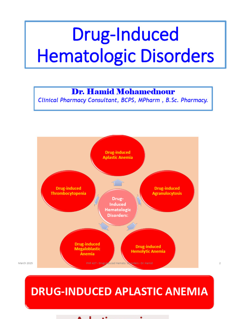Drug-Induced Hematologic Disorders 2025 | PDF | Anemia | Medicine