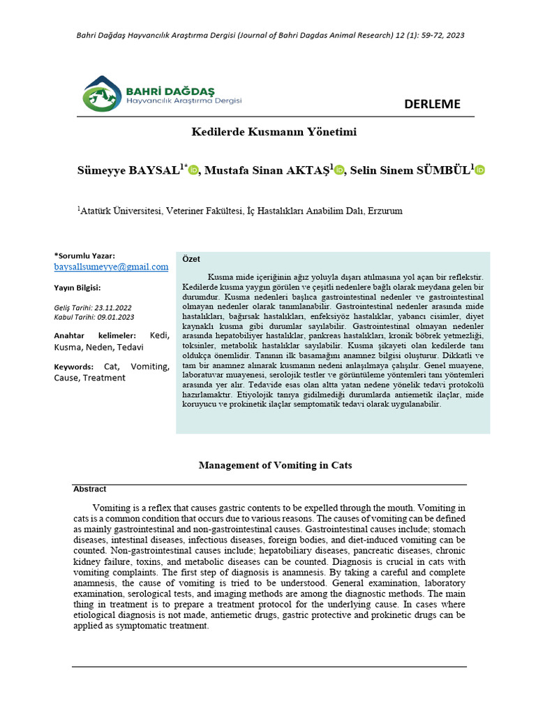 Kedilerde Kusman N Y Netimi (#1208563) - 2788304 | PDF