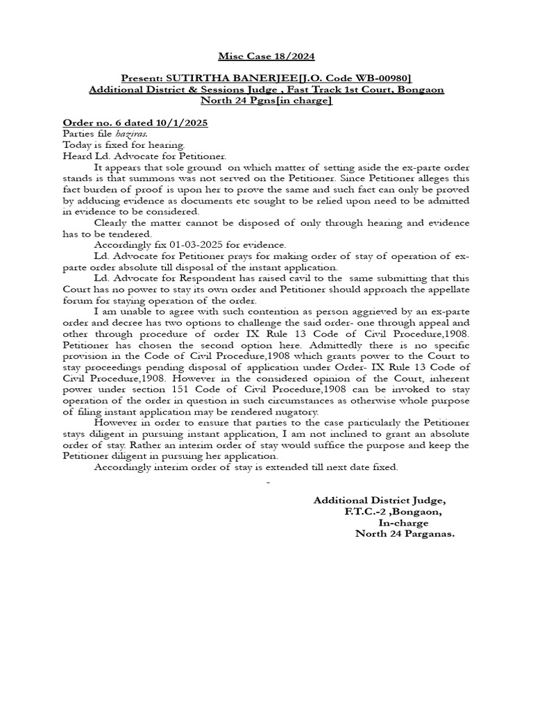 Interim Stay Order in Misc Case 18/2024 | PDF | Courts | Government ...