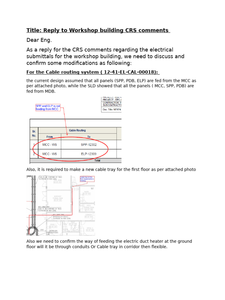 Electrical Comments Workshop | PDF