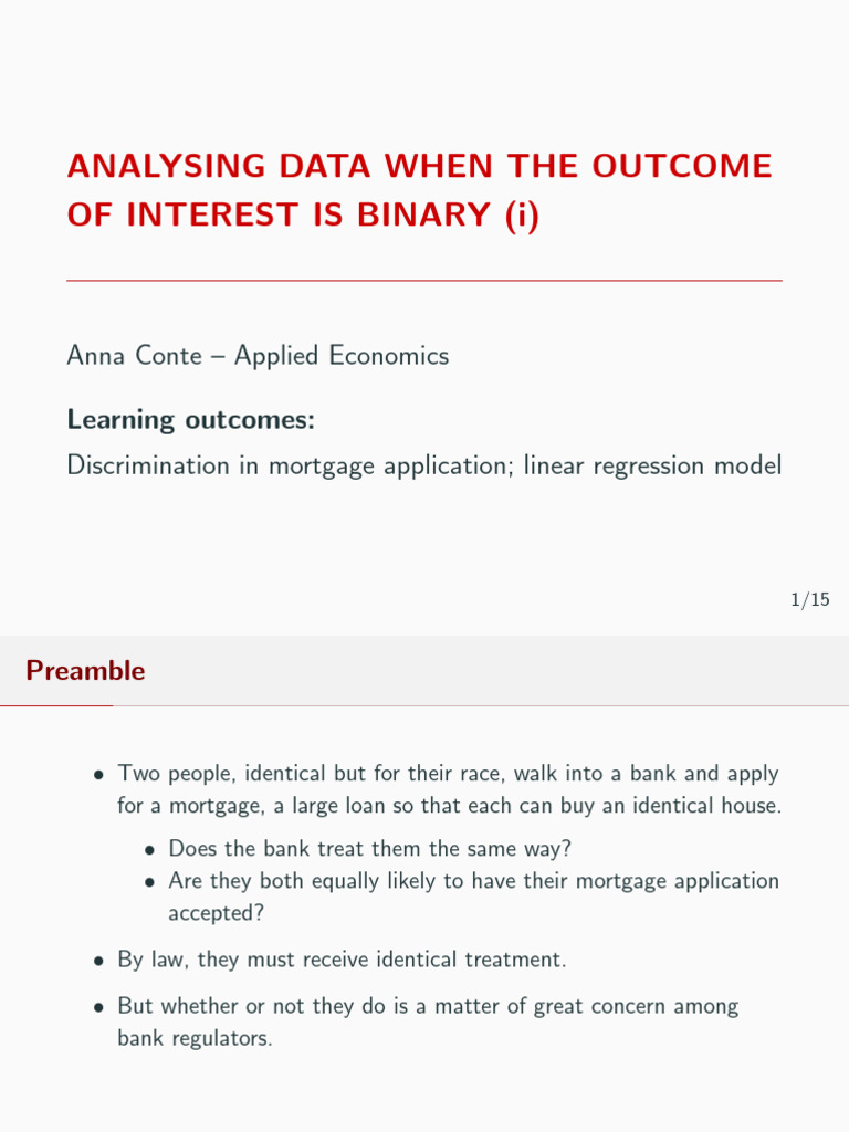 Binary Data | PDF | Regression Analysis | Dependent And Independent Variables